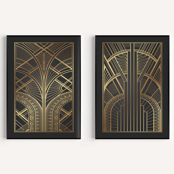 Art Deco Prints in Black and Gold - Set of 2 – Nordic Design House