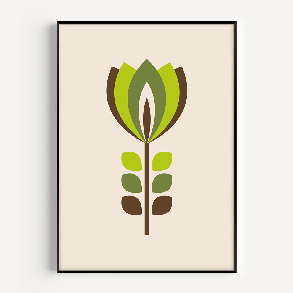 Green Mid Century Modern Flower Print 1 – Nordic Design House