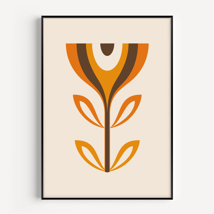 Orange Mid Century Modern Flower Print 2 – Nordic Design House